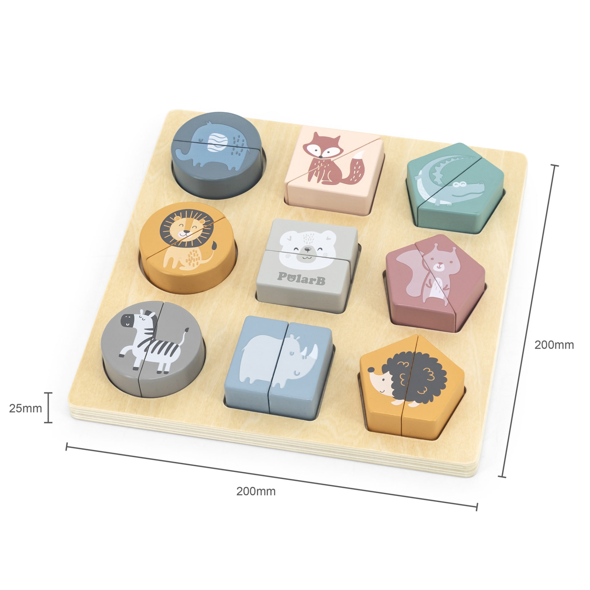 PolarB Wild Animals Shape Block Puzzle - RGS Group