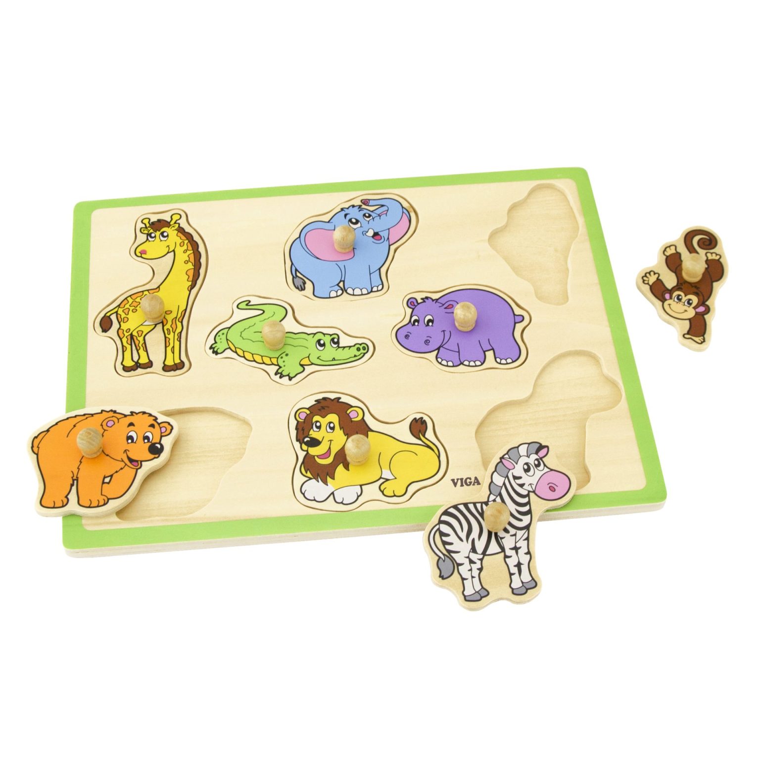 Flat Knob Puzzle Wild Animals 8pc – RGS Group