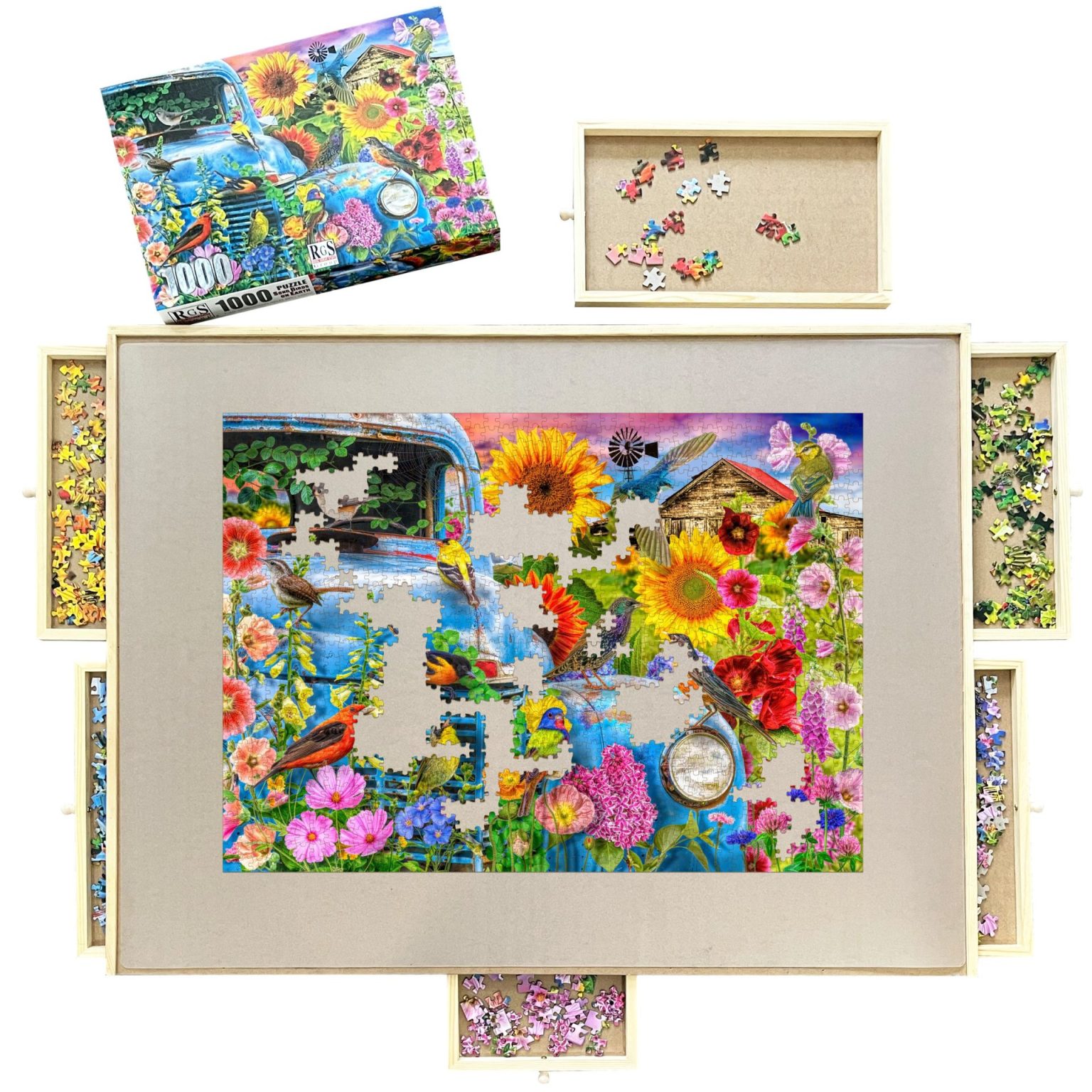 Rotating Puzzle Board with Drawers – RGS Group